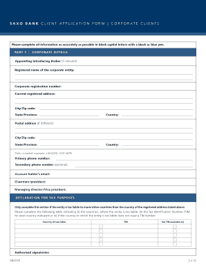 Fillable Online home saxo bank client application form corporate ...