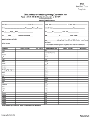 Fillable Online Office Administered Chemotherapy Coverage Determination Form - Pharmacy ...