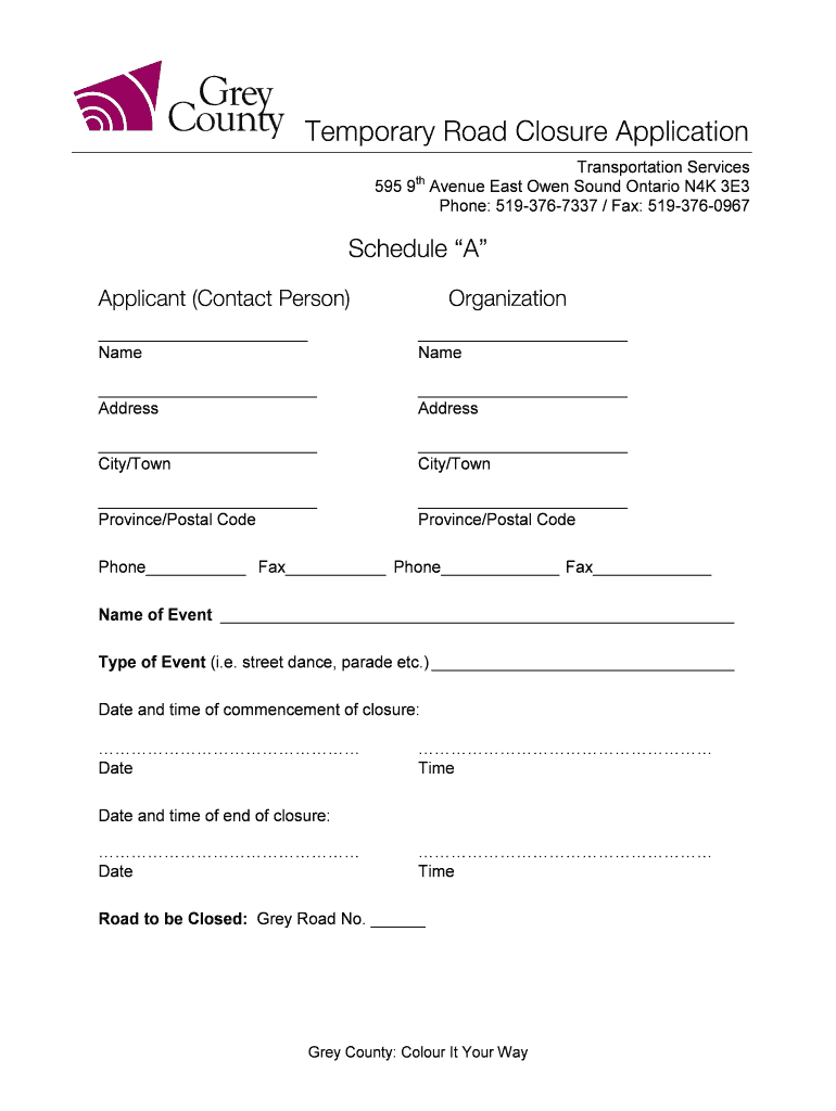 Fillable Online greydocs Temporary Road Closure Application - greydocs ...