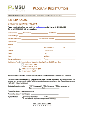 Fillable Online ipu msu NARUC UTILITY RATE SCHOOL - Institute of Public ...