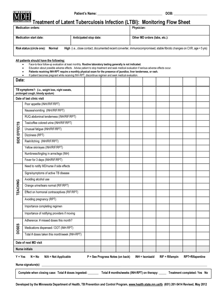 Fillable Online health state mn Treatment of Latent Tuberculosis ...