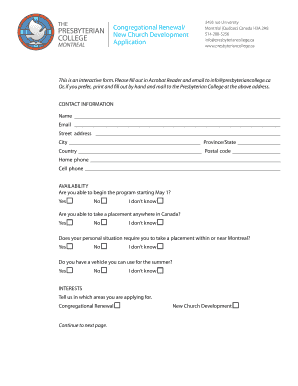Fillable Online presbyteriancollege application form - Presbyterian ...