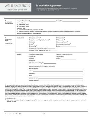 Fillable Online IF YOU NEED FURTHER ASSISTANCE IN COMPLETING THIS SUBSCRIPTION AGREEMENT, Fax ...
