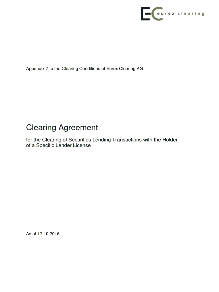 Fillable Online Clearing Agreement - Eurex Clearing Fax Email Print - pdfFiller