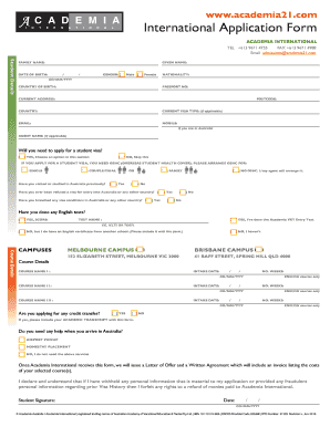 Fillable Online International Application Form - Academia International ...