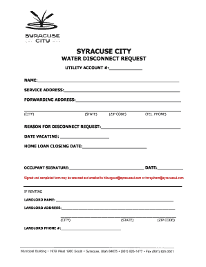 Fillable Online UTILITY ACCOUNT #: Fax Email Print - pdfFiller