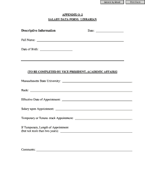 Fillable Online Appendix O-2: Salary Data Form - Librarians Fax Email ...