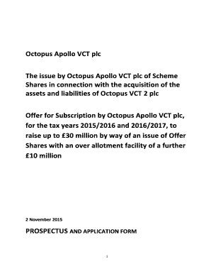 Fillable Online Octopus Apollo VCT plc The issue by Octopus Apollo VCT ...