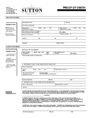 Fillable Online Proof of death.qxd Fax Email Print - pdfFiller