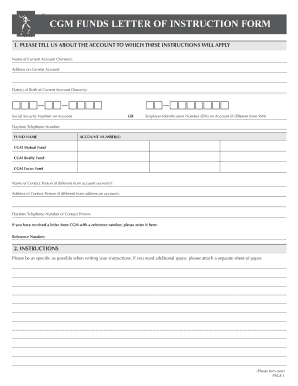 Fillable Online The CGM Funds CGM FUNDS LETTER OF INSTRUCTION FORM Fax ...