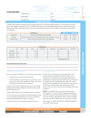 Fillable Online forklift order form - The NBM Show Fax Email Print - pdfFiller