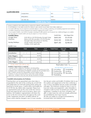 Fillable Online FORKLIFT ORDER FORM - The NBM Show Fax Email Print ...