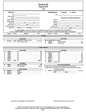 Fillable Online Quickie QX Order Form - Sunrise Medical Fax Email Print ...