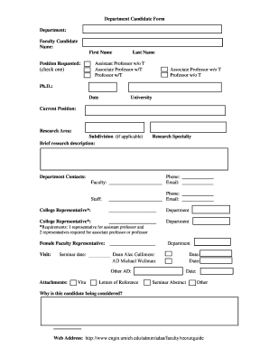 Fillable Online adaa engin umich Department Candidate Form Fax Email Print - pdfFiller