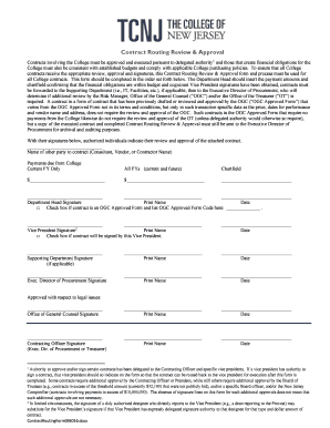 Fillable Online finance tcnj Contract Routing Review & Approval Fax ...