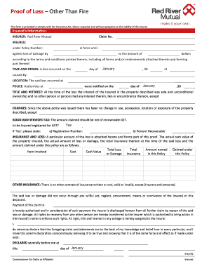 Fillable Online Proof of Loss Other Than Fire - Red River Mutual Fax ...