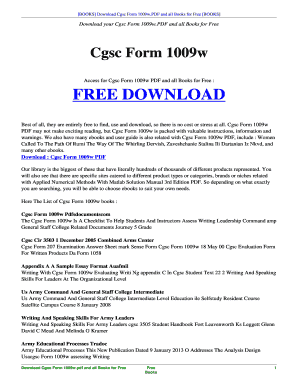 Fillable Online seealso esy Free CGSC FORM 1009W.PDF and Related Books ...