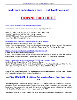 Fillable Online ebookee Credit Card Authorization Form Hyatt Hyatt ...