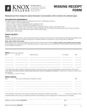 Fillable Online knox Missing Receipt Form.indd Fax Email Print - pdfFiller