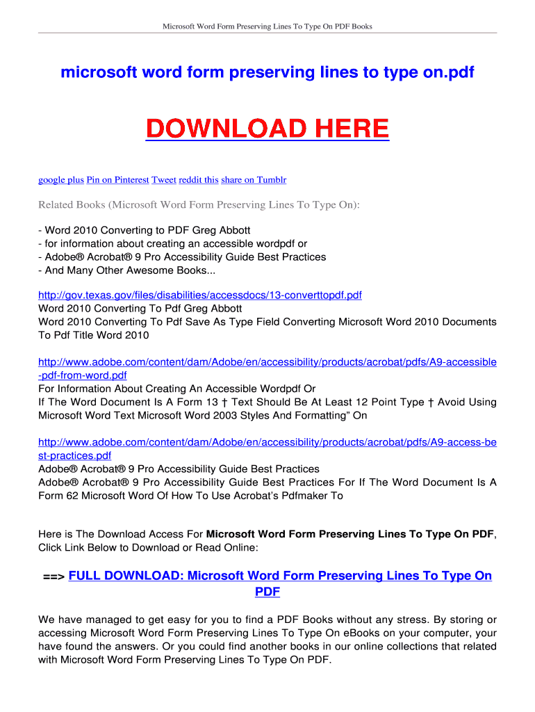 Fillable Online Ebookee Microsoft Word Form Preserving Lines To Type On 