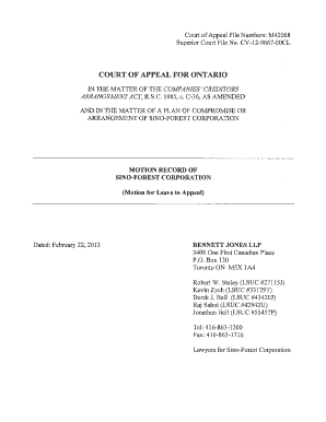 Fillable Online Motion Record of Sino-Forest Corporation (Motion ...