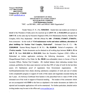 Fillable Online nfc gov GOVERNMENT OF INDIA DEPARTMENT OF ATOMIC - nfc gov Fax Email Print ...