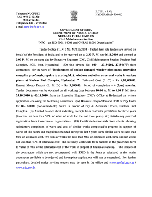 Fillable Online nfc gov GOVERNMENT OF INDIA DEPARTMENT OF ATOMIC - nfc gov Fax Email Print ...