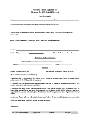 Fillable Online Off Duty Officer Request Form Fax Email Print - pdfFiller