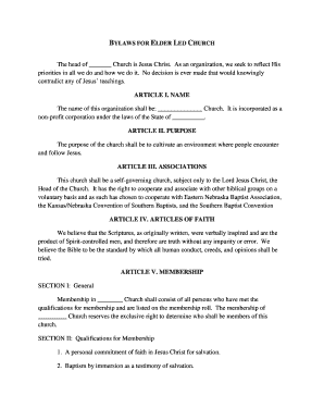 Fillable Online Bylaws for Elder Led Church - Heartland Church Network ...