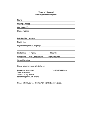 Fillable Online Building Packet Request - townofhighland.net Fax Email ...