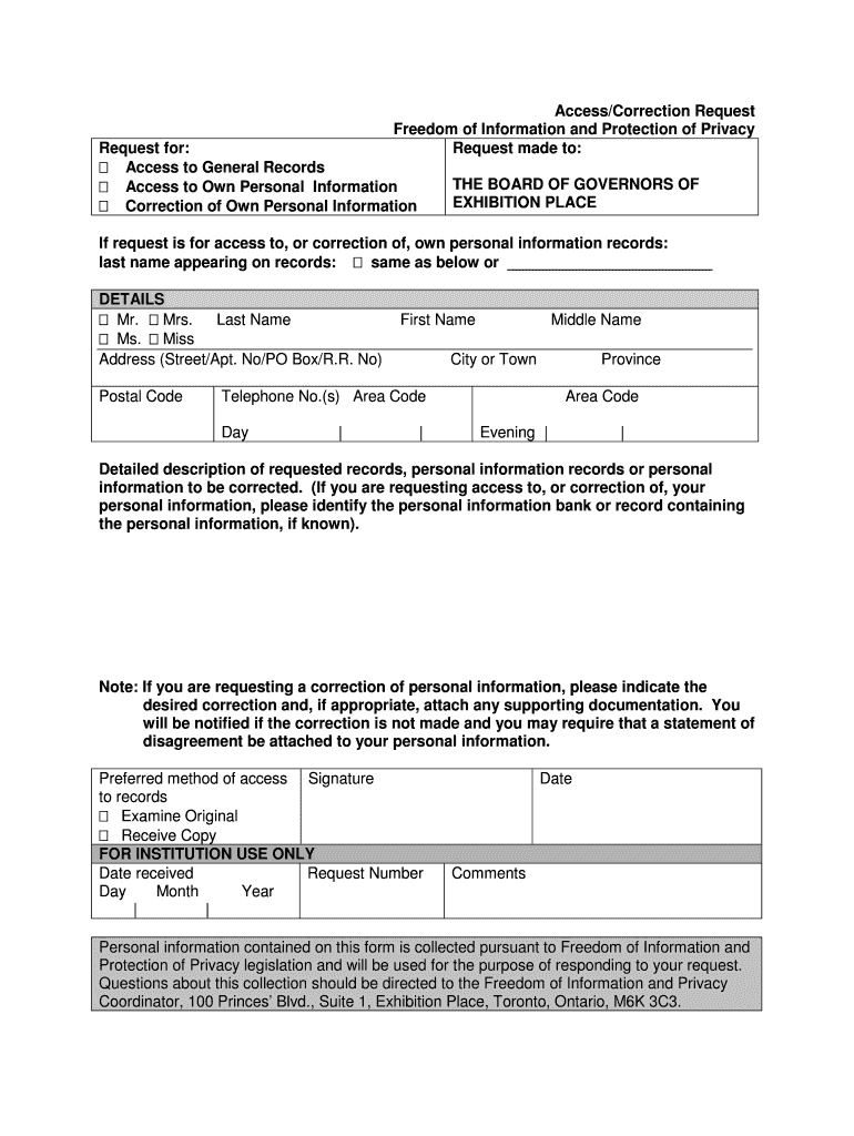Fillable Online Access/Correction Request Fax Email Print - pdfFiller