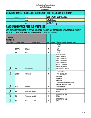 Fillable Online cdc 2008 Cervical Cancer Screening Supplement Visit ...