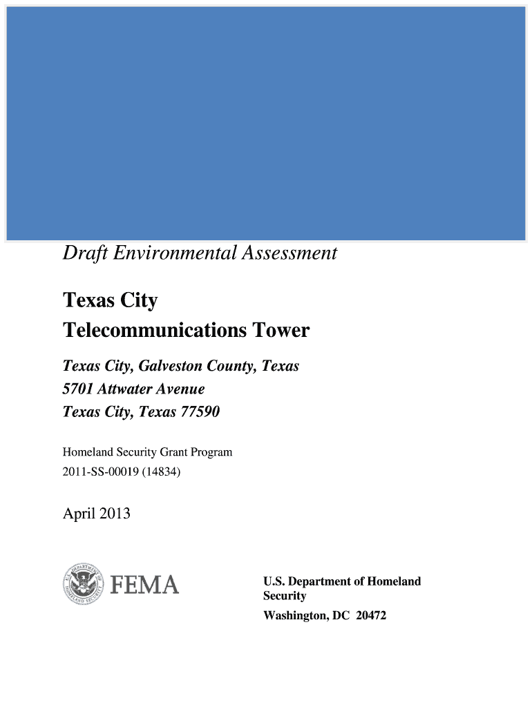 Fillable Online fema Environmental Assessment for Texas City ...