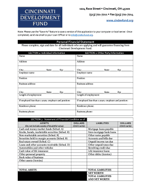 Fillable Online cindevfund Personal Financial Statement - Cincinnati ...