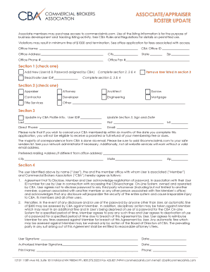 Fillable Online ASSOCIATE/APPRAISER ROSTER UPDATE Fax Email Print - pdfFiller