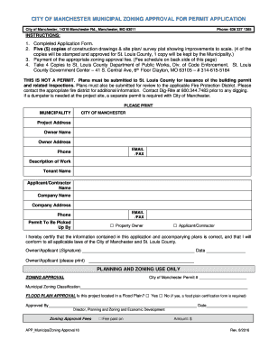 Fillable Online Municipal Zoning Approval Application - Manchester Fax ...