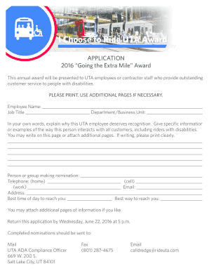 Fillable Online Going the Extra Mile App.cdr Fax Email Print - pdfFiller