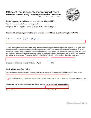 Fillable Online Statement of Termination - Minnesota Secretary of State ...