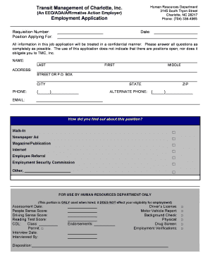 Fillable Online TMC-Application - City of Charlotte Fax Email Print ...