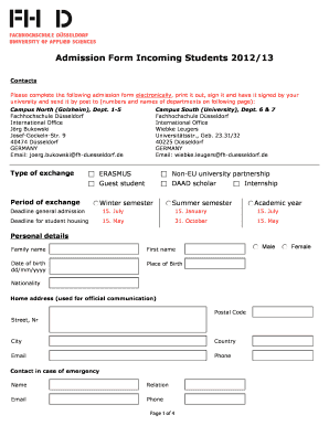 Fillable Online Admission Form FH D Fax Email Print - pdfFiller