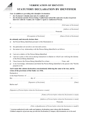 Fillable Online fourpoints net STATUTORY DECLARATION BY IDENTIFIER ...