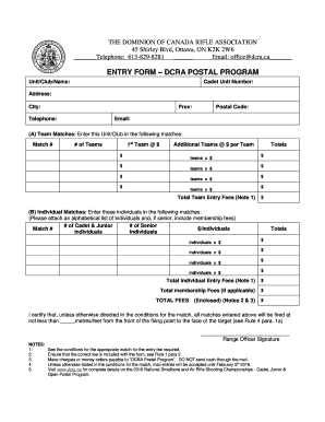 Fillable Online DCRA POSTAL PROGRAM ENTRY FORM Fax Email Print - pdfFiller