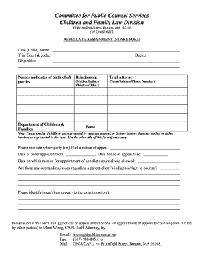 Fillable Online publiccounsel APPELLATE ASSIGNMENT INTAKE FORM Fax ...