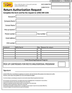 Fillable Online Product Return Request - Corbett Office Plus Fax Email ...