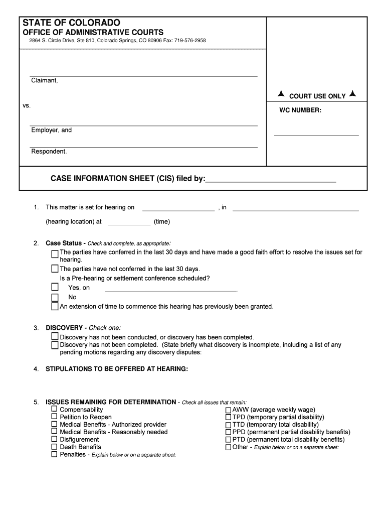 Fillable Online colorado STATE OF COLORADO - Home Colorado.gov Fax ...