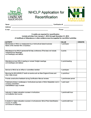 Fillable Online nhlaonline 2015 Recertification Form - nhlaonline Fax Email Print - pdfFiller