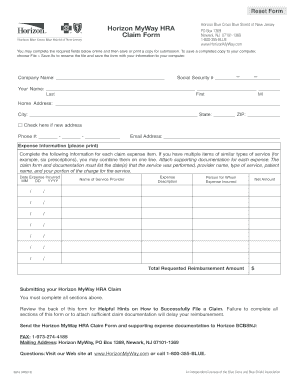 Fillable Online Claim Form - Spending-Savings Accounts - Horizon Blue ...