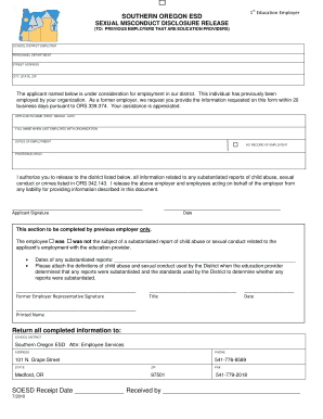 Fillable Online Child Abuse & Sexual Conduct Disclosure Release - soesd Fax Email Print - pdfFiller