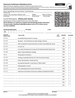 Fillable Online lrgvaia Electronic Conference Attendance Form Friday ...