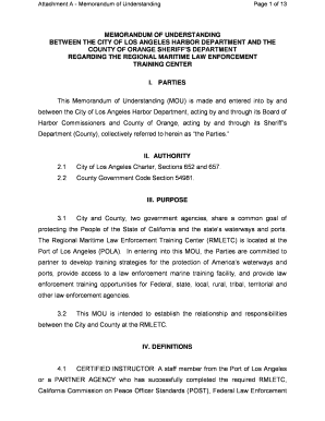 Fillable Online Attachment A - Memorandum of Understanding Fax Email ...